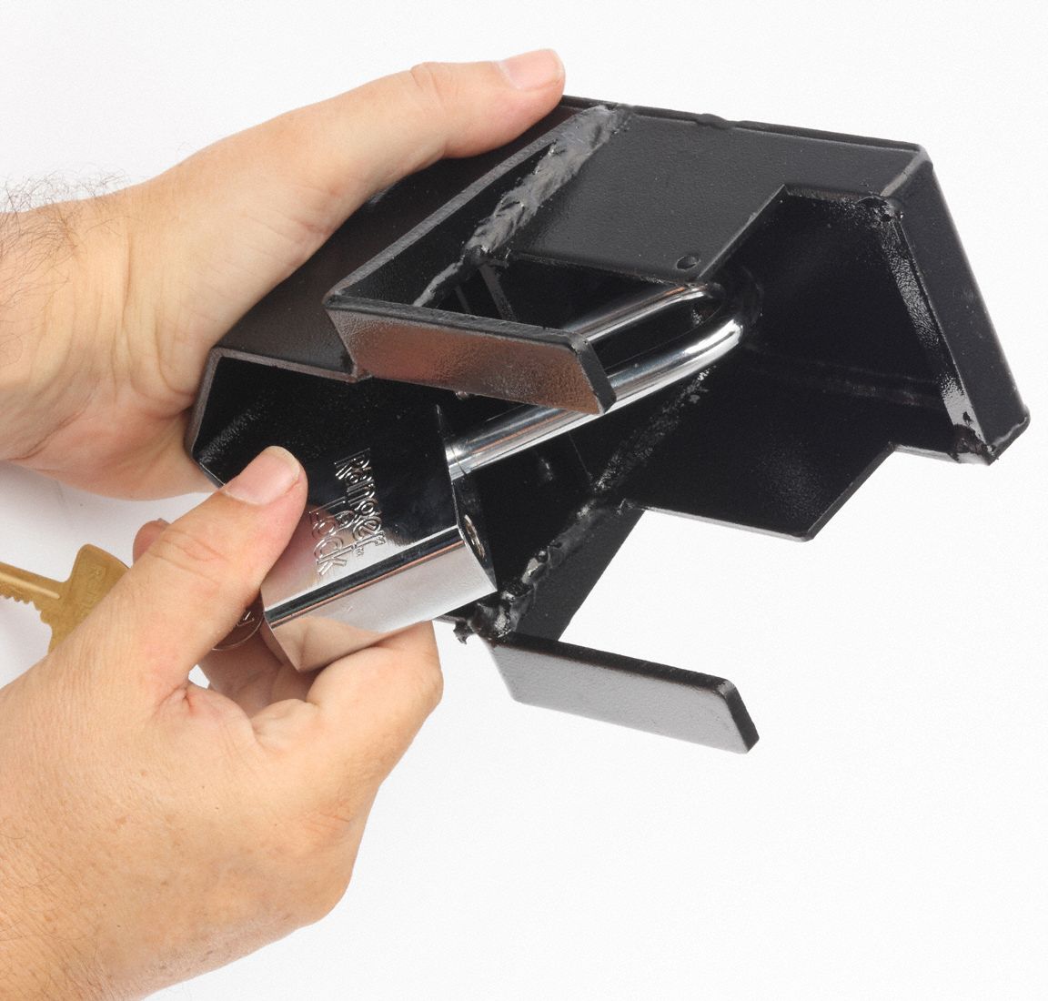 RANGER LOCK Padlock Guard with Lock: 7 in Guard Lg, 5 in Guard Wd, 4 in ...