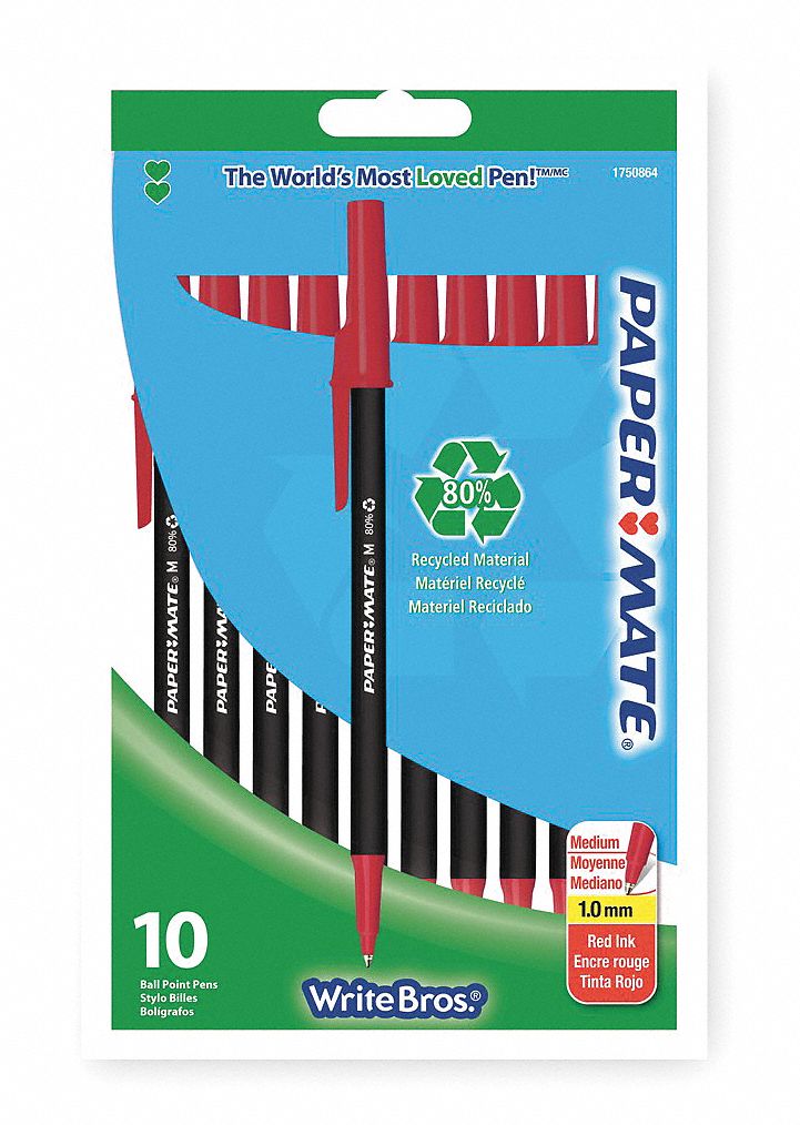 Ballpoint Pen, Barrel Material Recycled Plastic, Barrel Color Black/Red ...