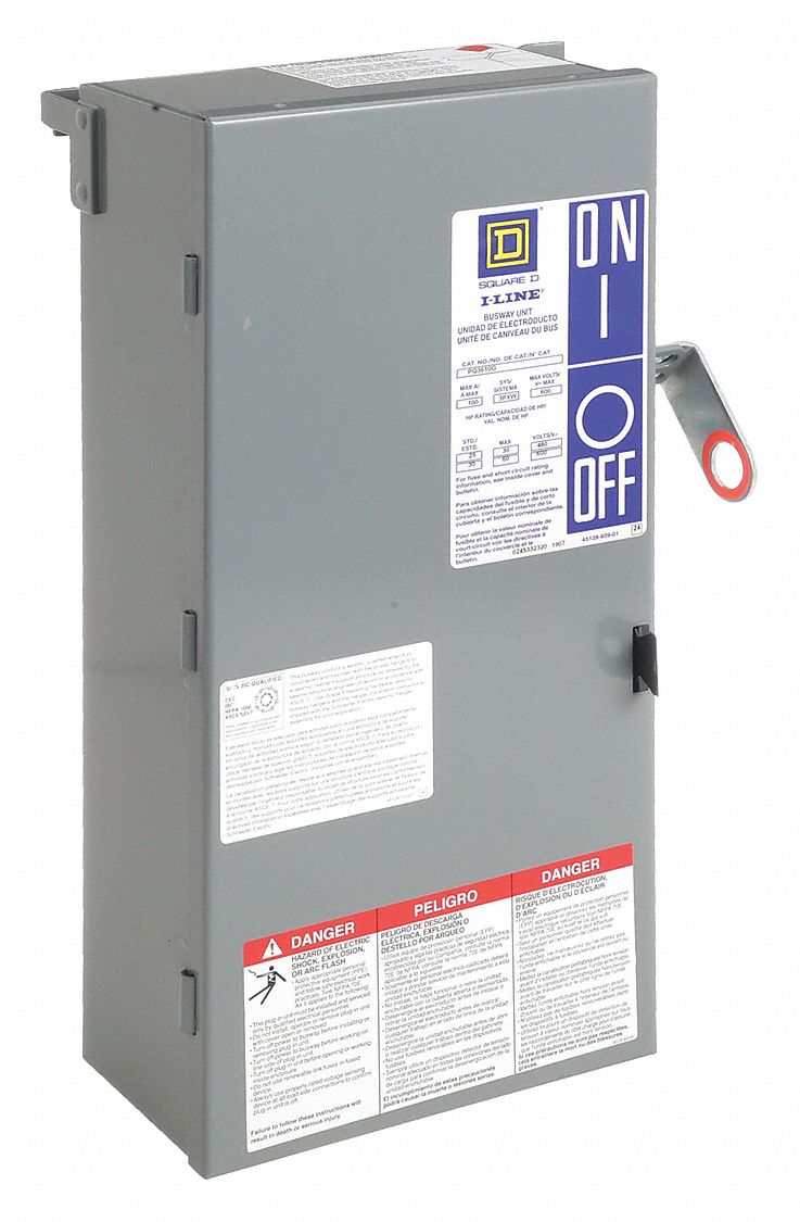 SQUARE D, Fusible, 100 A Amps, Busway Plug In Unit - 4B425|PQ3610G ...