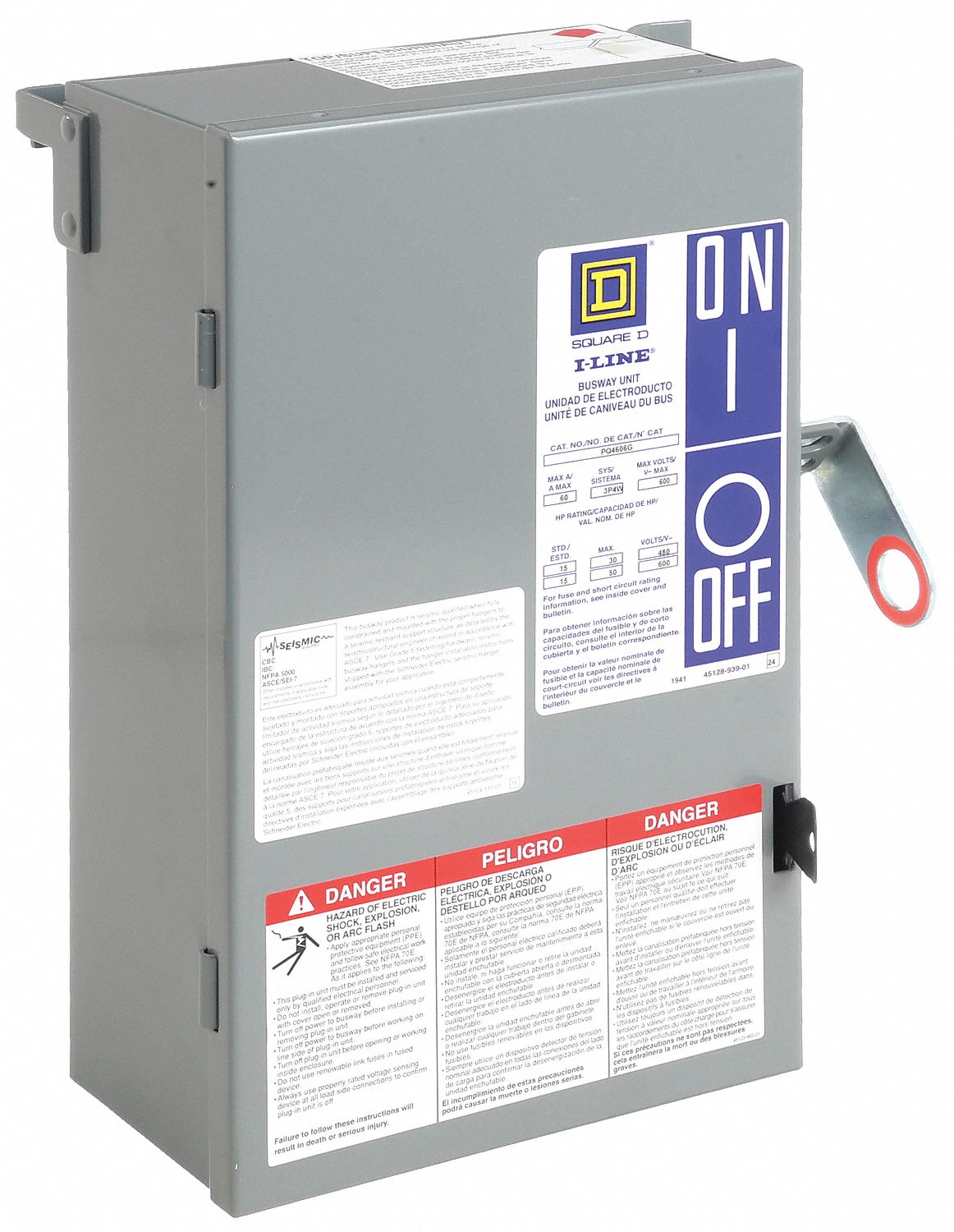 SQUARE D, Fusible, 60 A Amps, Busway Plug In Unit - 4B432|PQ4606G ...