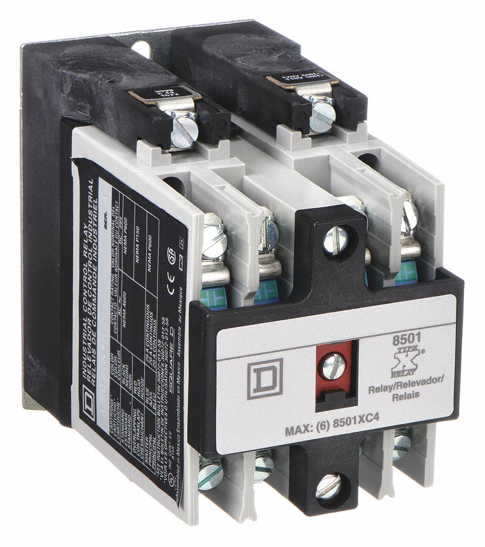 SQUARE D, Surface Relay Mounting, 120V AC Coil Volt, NEMA Control Relay ...