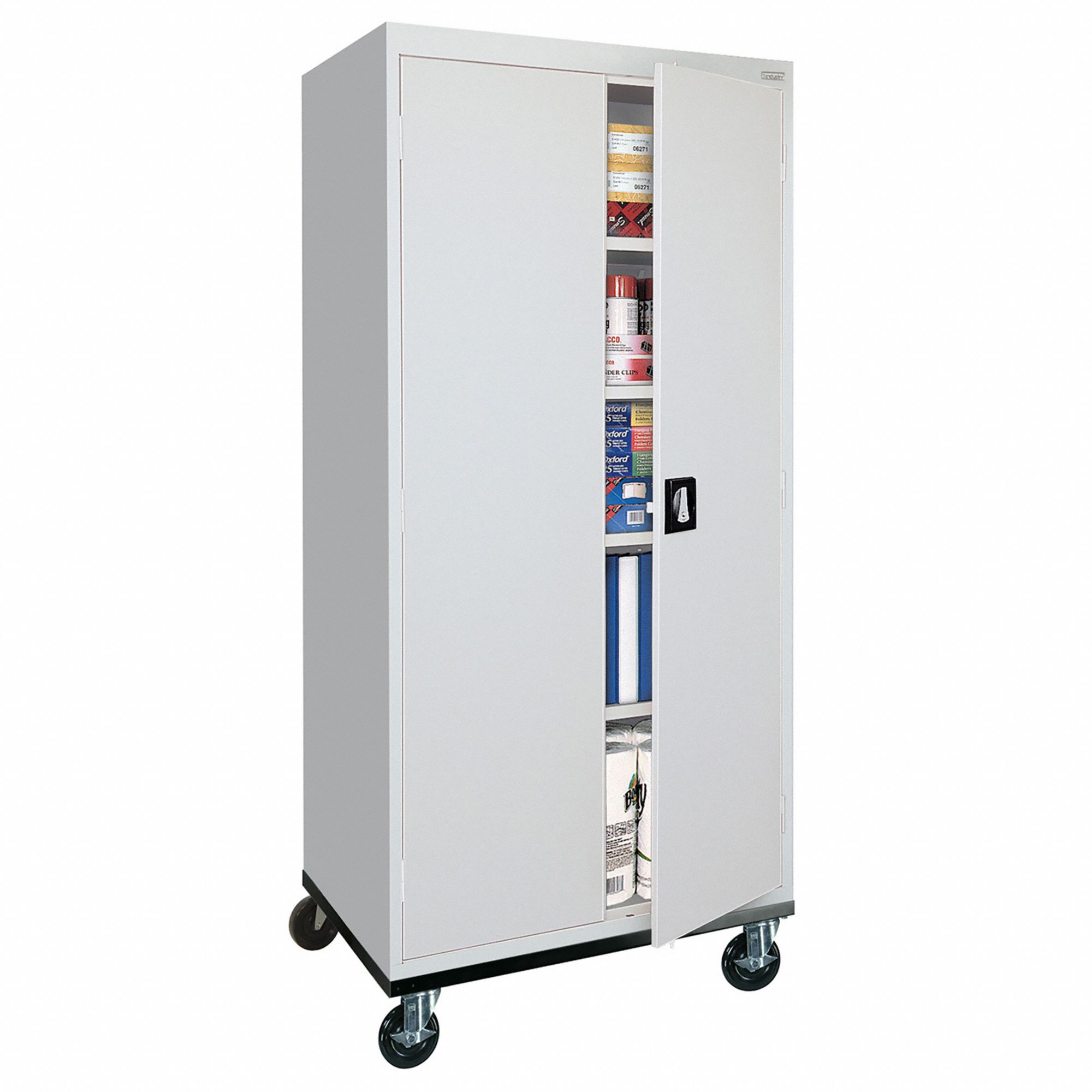 SANDUSKY Storage Cabinet: Casters, 36 in x 24 in x 78 in, Recessed Pull ...