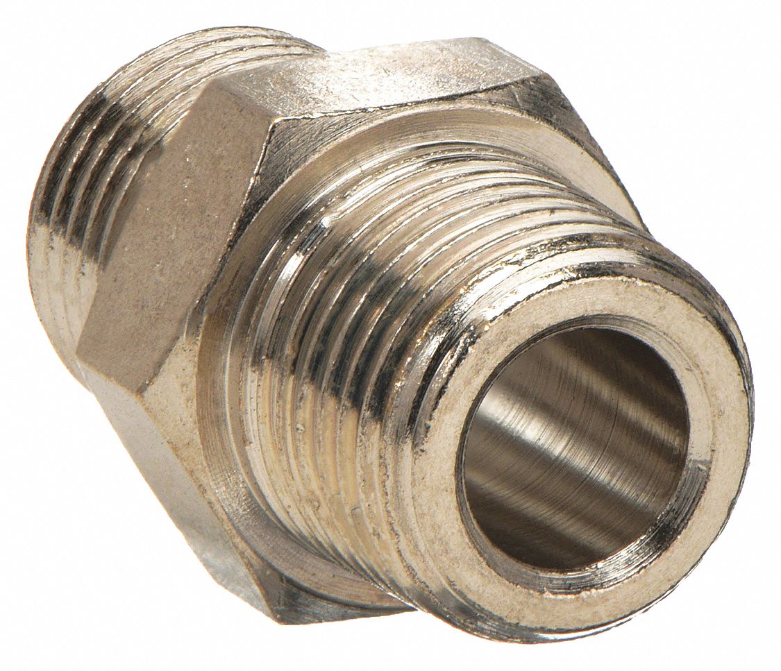 Chrome-Plated Brass, 1/4 in x 1/4 in Fitting Pipe Size, Hex Nipple ...