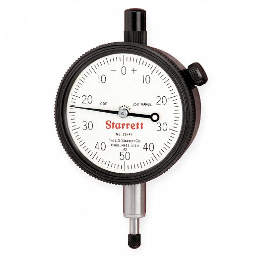 STARRETT Dial Indicator - Lug Back: 0 in to 0.25 in Range, Balanced Reading, 0-50-0 Dial Reading ...