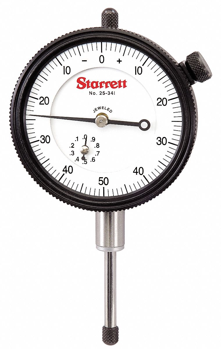 STARRETT Dial Indicator - Lug Back: 0 in to 1 in Range, Balanced Reading, 0-50-0 Dial Reading ...