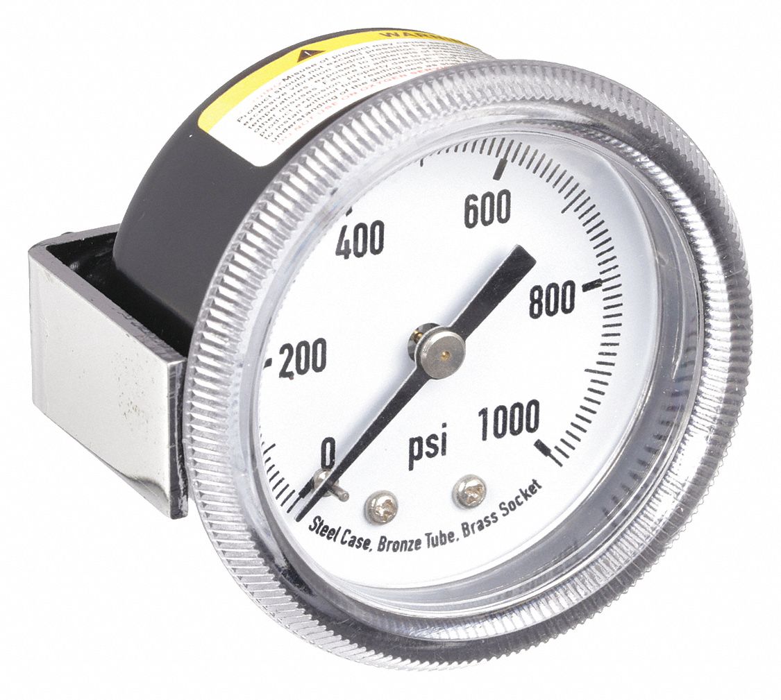 U-Clamp, 0 psi 1,000 psi, Panel-Mount Pressure Gauge - 4CEY3|4CEY3 ...