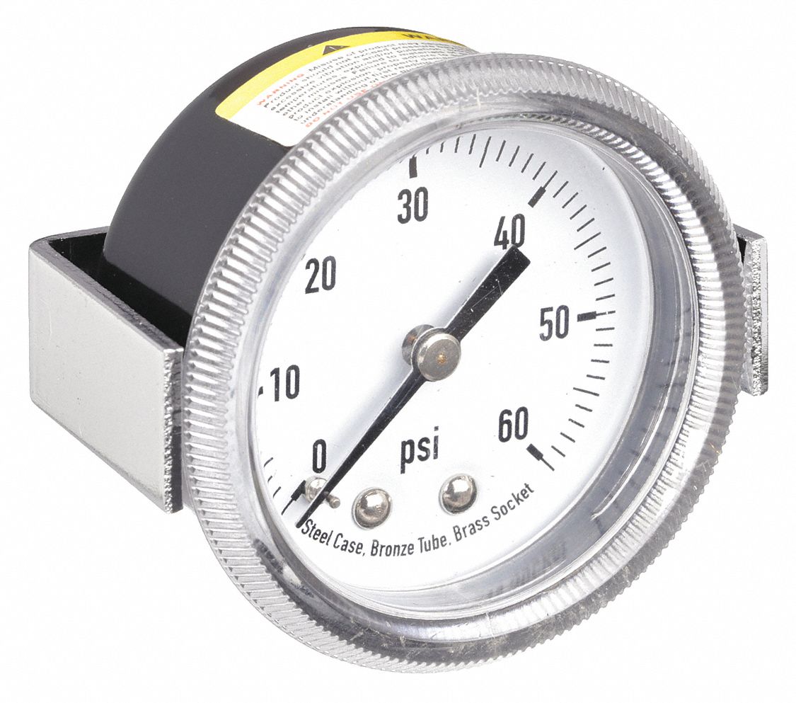 U-Clamp, 0 psi 60 psi, Panel-Mount Pressure Gauge - 4CEY7|4CEY7 - Grainger