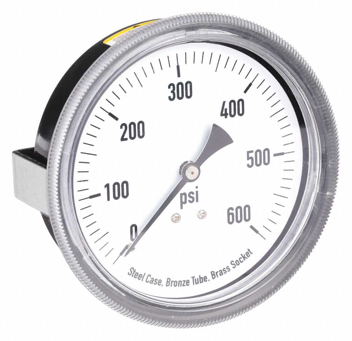 U-Clamp, 0 psi to 600 psi, Panel-Mount Pressure Gauge - 4CFA9|4CFA9 ...