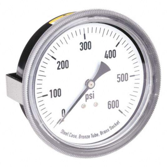 U-Clamp, 0 psi to 600 psi, Panel-Mount Pressure Gauge - 4CFA9|4CFA9 ...