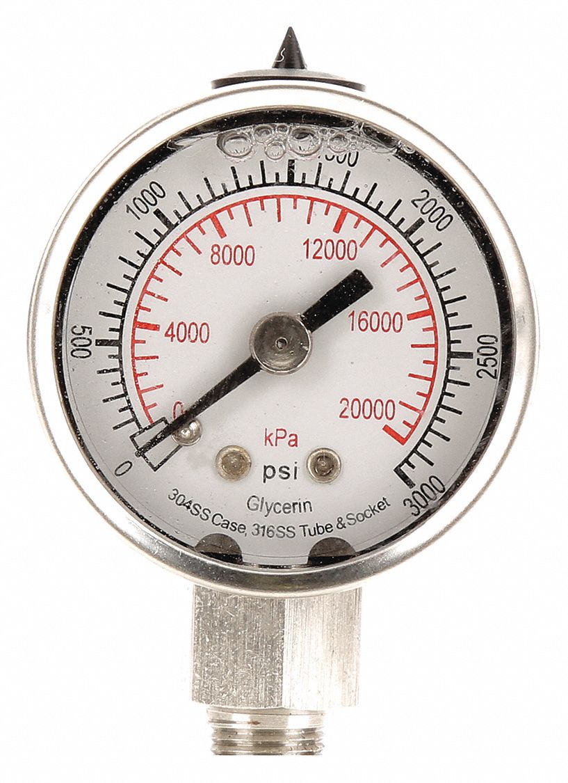 GRAINGER APPROVED Manómetro, Caratula de 1-1/2", Conexión 1/8" MNPT ...