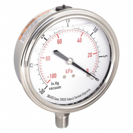 30 in Hg, 3 1/2 in Dial, Commercial Vacuum Gauge - 4CFJ5|4CFJ5 - Grainger