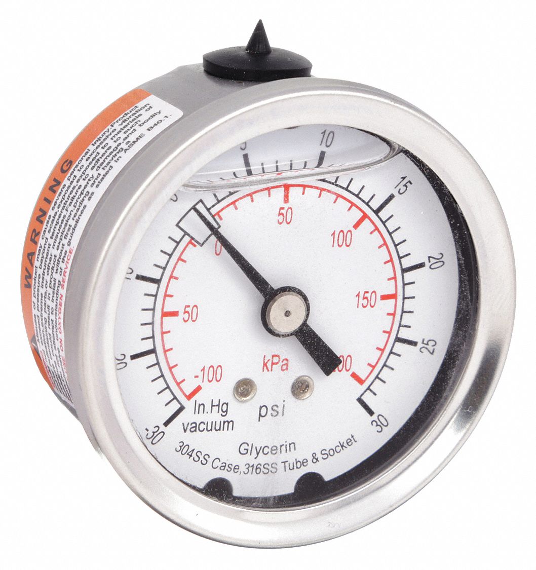 0 psi to 30 psi, 2 in Dial, Commercial Compound Gauge - 4CFN7|4CFN7 - Grainger