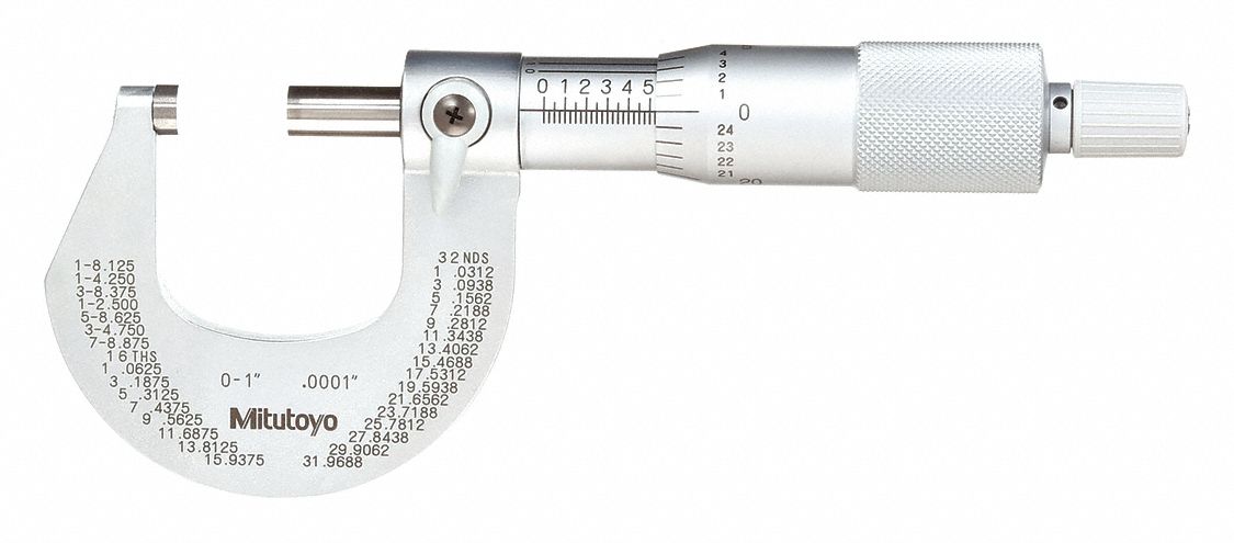 MITUTOYO, 0 in to 1 in, Inch, Mechanical Outside Micrometer - 4CGA2|101 ...