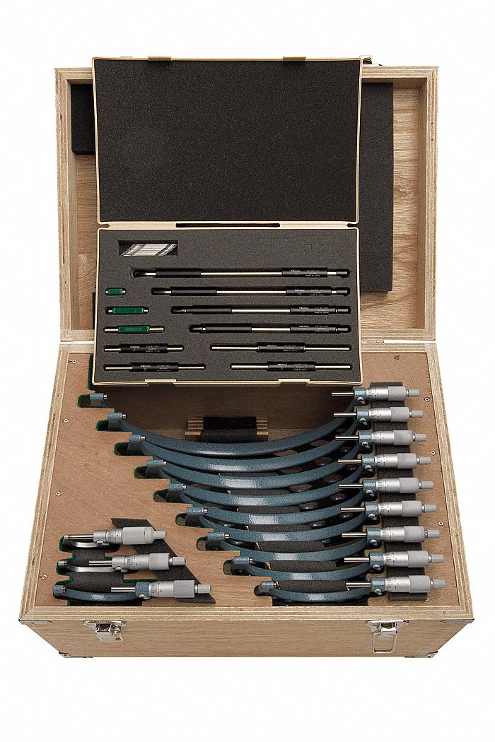 Micrometer Set, Range 0 to 12 in, SPC Output No, Thimble Type Ratchet ...