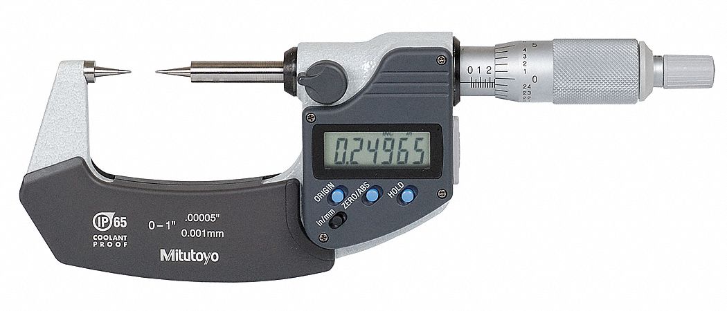 Point Micrometer, Range 0 to 1 in/0 to 25 mm, IP Rating 65, SPC Output ...