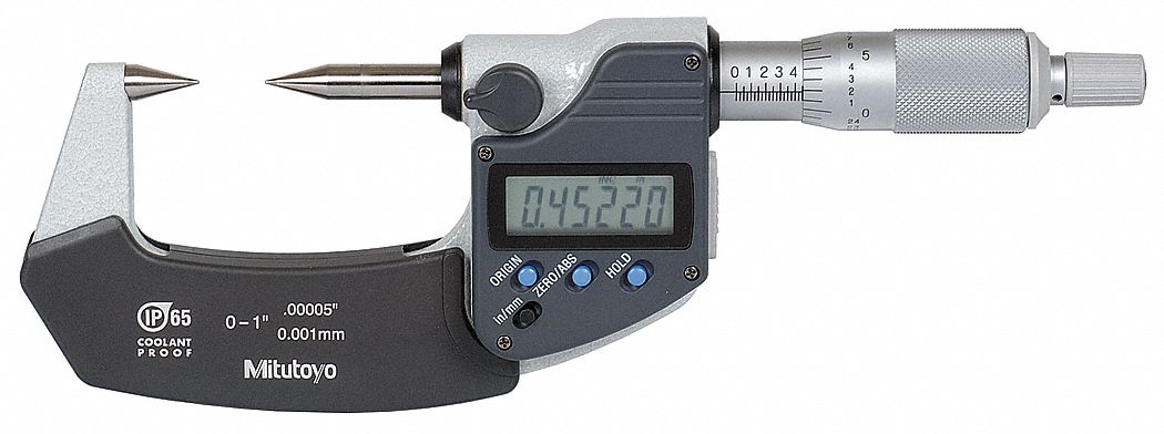 MITUTOYO Digital Point Micrometer, Operation Type Digital, Range 0 in ...