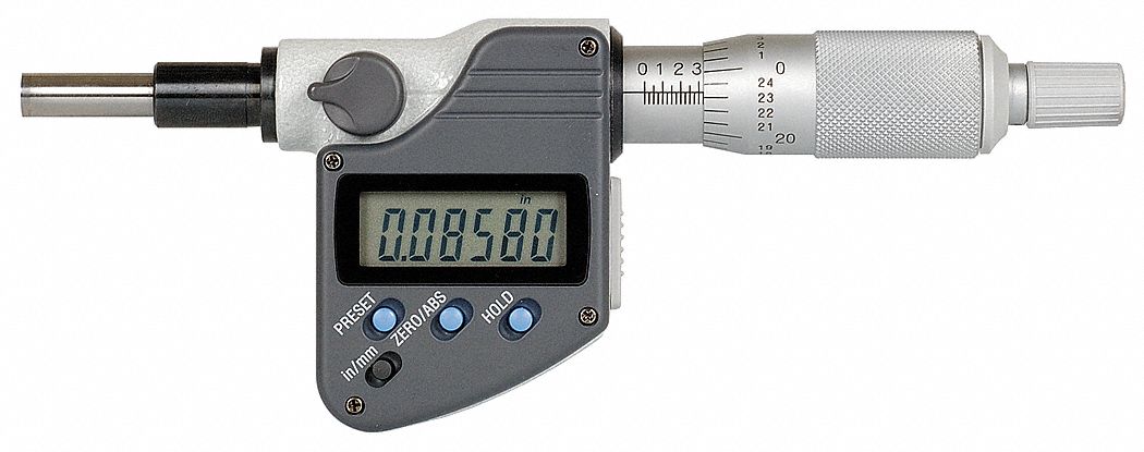 MITUTOYO Digital Micrometer Head: 0 in to 1 in/0 to 25.4 mm Range, ±0. ...