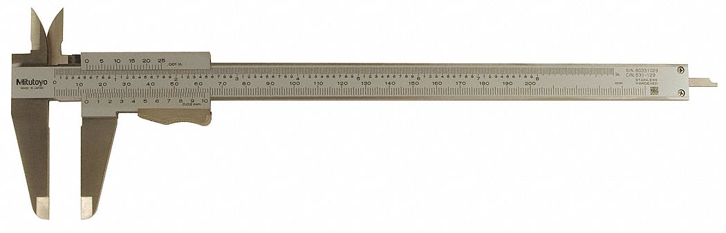 MITUTOYO 4-Way Vernier Caliper: 0 in to 8 in/0 mm to 203.2 mm Range ...