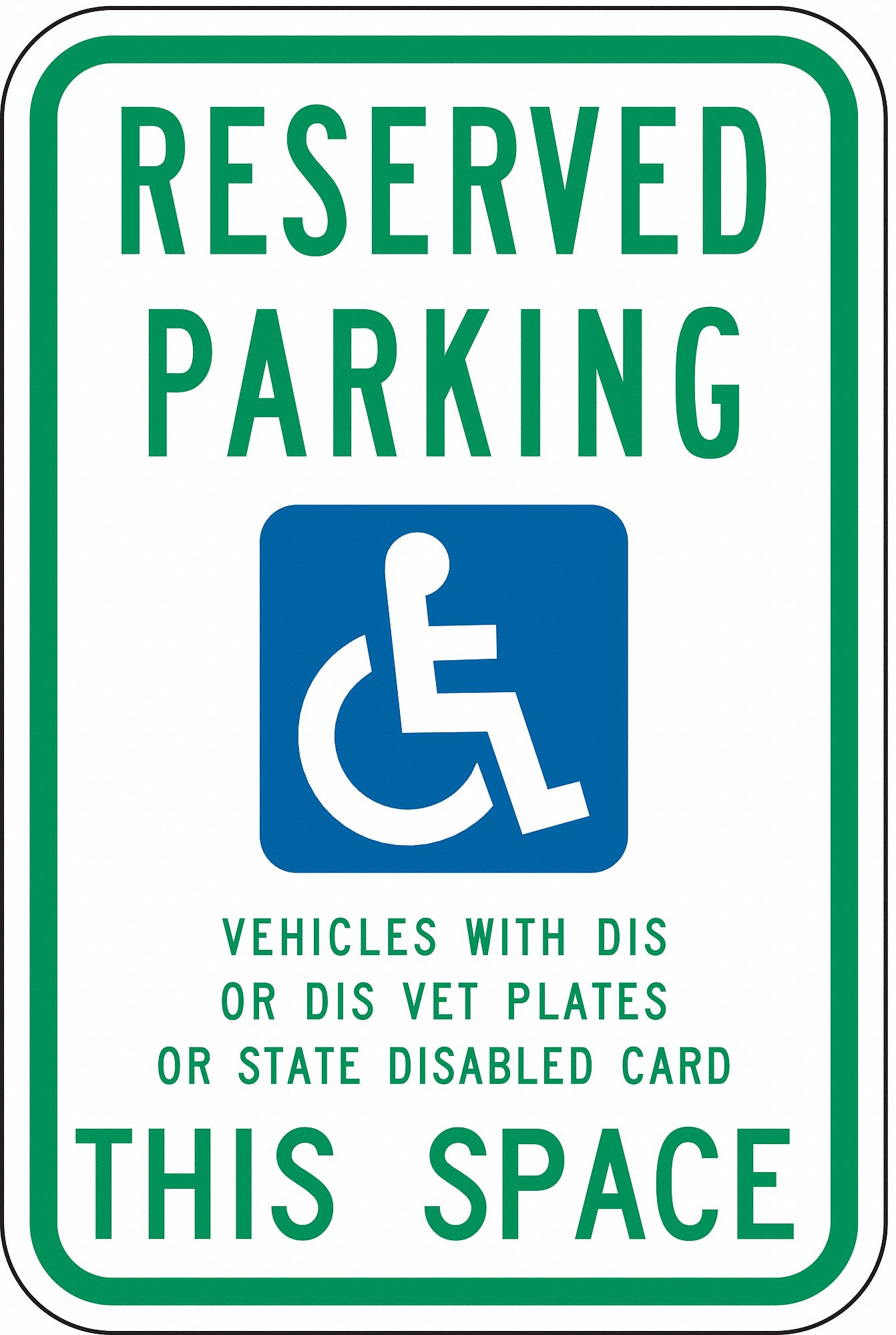 18 in x 12 in Nominal Sign Size, Aluminum, Handicap Parking Sign ...