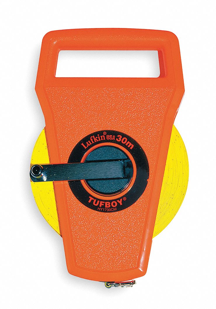 100 ft./30m Fiberglass Long Tape Measure, High Visibility Orange - Grainger