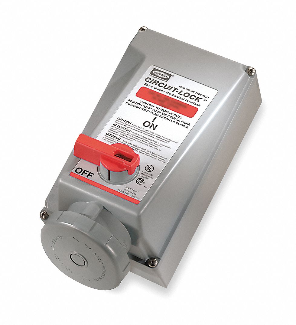 HUBBELL Watertight Mechanical Interlock Device: Three Phase, 480V AC, 3 ...