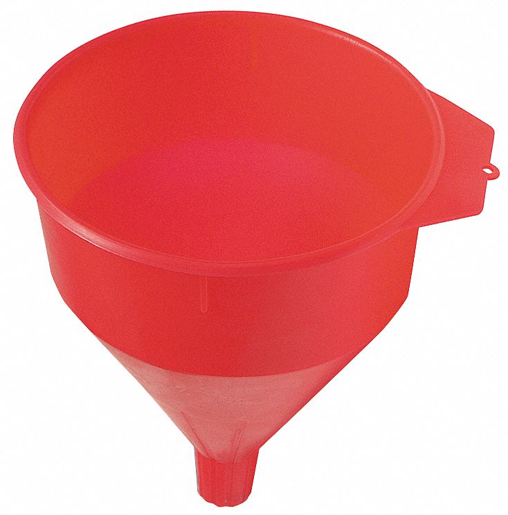 Funnel, Material Polyethylene, Color Red, Flow Capacity 6 Quart - Grainger