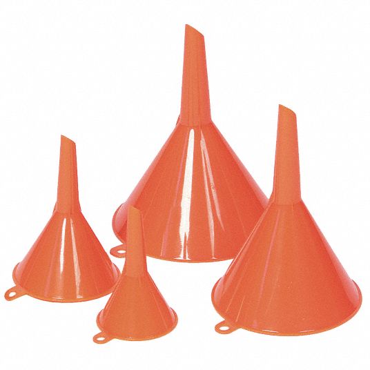 FUNNEL KING 4-Pc. Funnel Set: Polyethylene, 10 fl oz Fluid Capacity, 4 ...