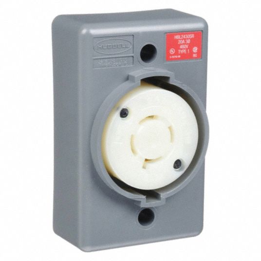 L16-20R, 20 A, Locking Receptacle - 4CV02|HBL2430SR - Grainger