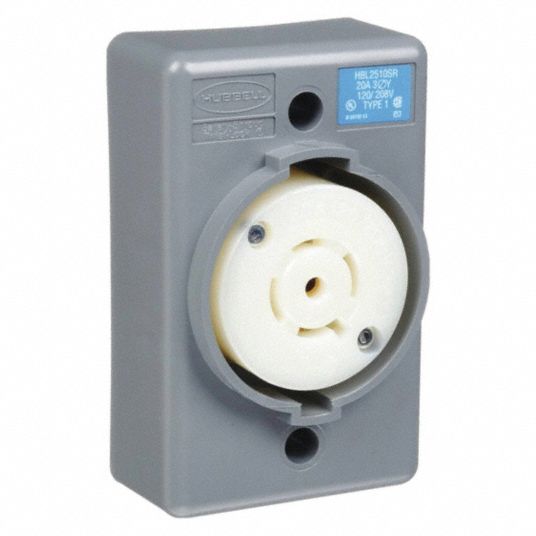 L21-20R, 20 A, Locking Receptacle - 4CV10|HBL2510SR - Grainger