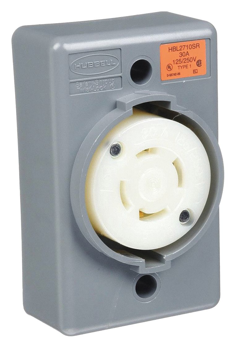 L14-30R, 30 A, Locking Receptacle - 4CV33|HBL2710SR - Grainger