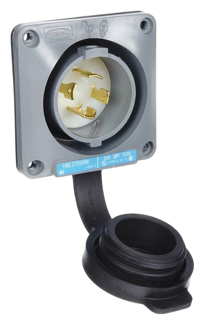 L15-30P, 30 A, Watertight Flanged Locking Inlet - 4CV47|HBL2725SW ...