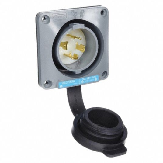 L15-30P, 30 A, Watertight Flanged Locking Inlet - 4CV47|HBL2725SW - Grainger