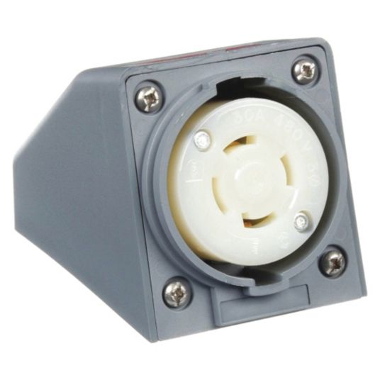 L16-30R, 30 A, Angle Locking Receptacle - 4CV48|HBL2730AR - Grainger