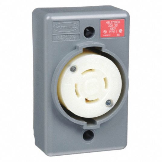 L16-30R, 30 A, Locking Receptacle - 4CV49|HBL2730SR - Grainger
