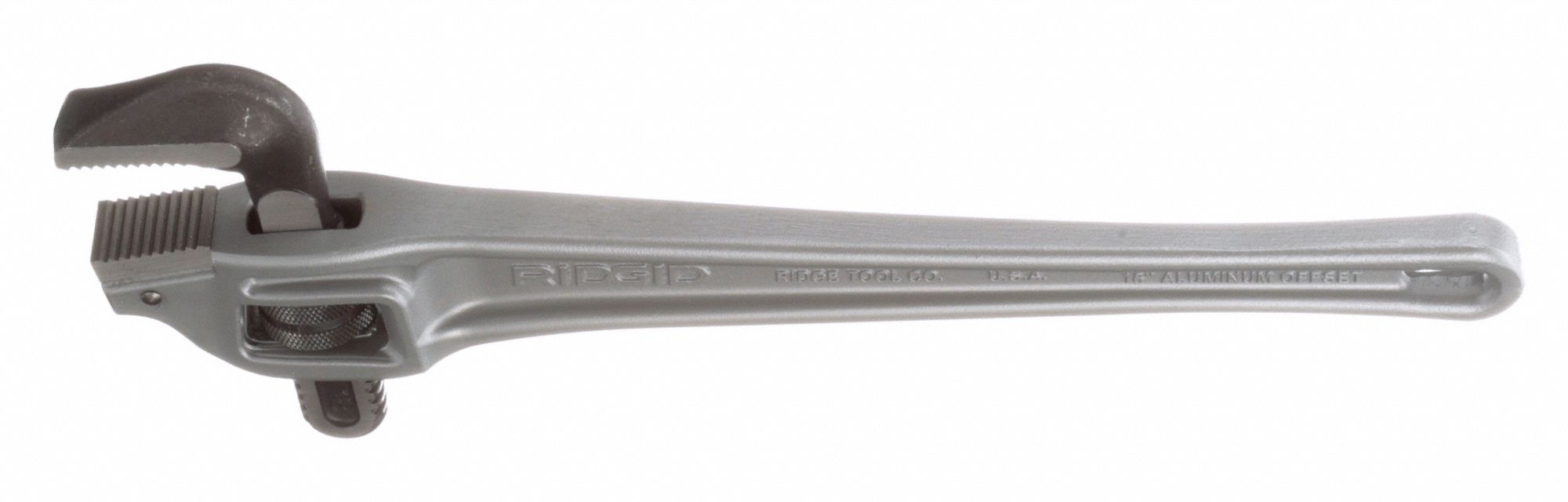 RIDGID Offset Pipe Wrench: 2 1/2 in Jaw Capacity, Serrated, 18 in ...