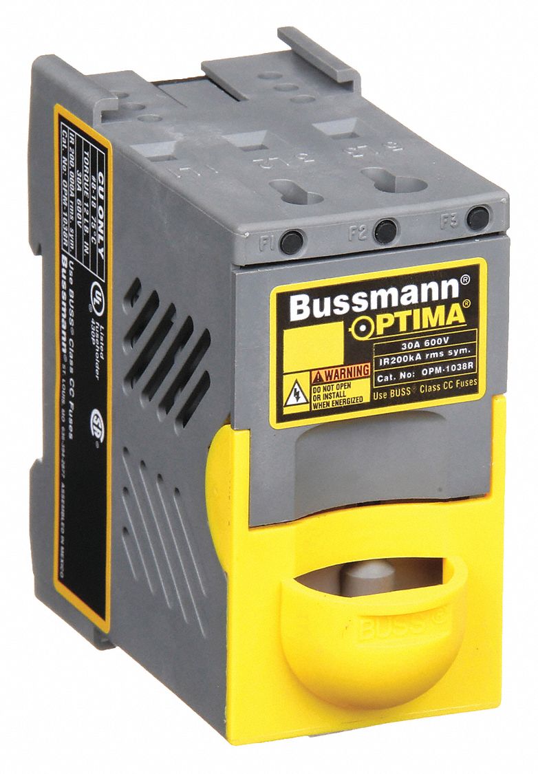 BUSSMANN, Finger-Safe, 3 Pole, Fuse Block - 4CX75|OPM-1038R - Grainger