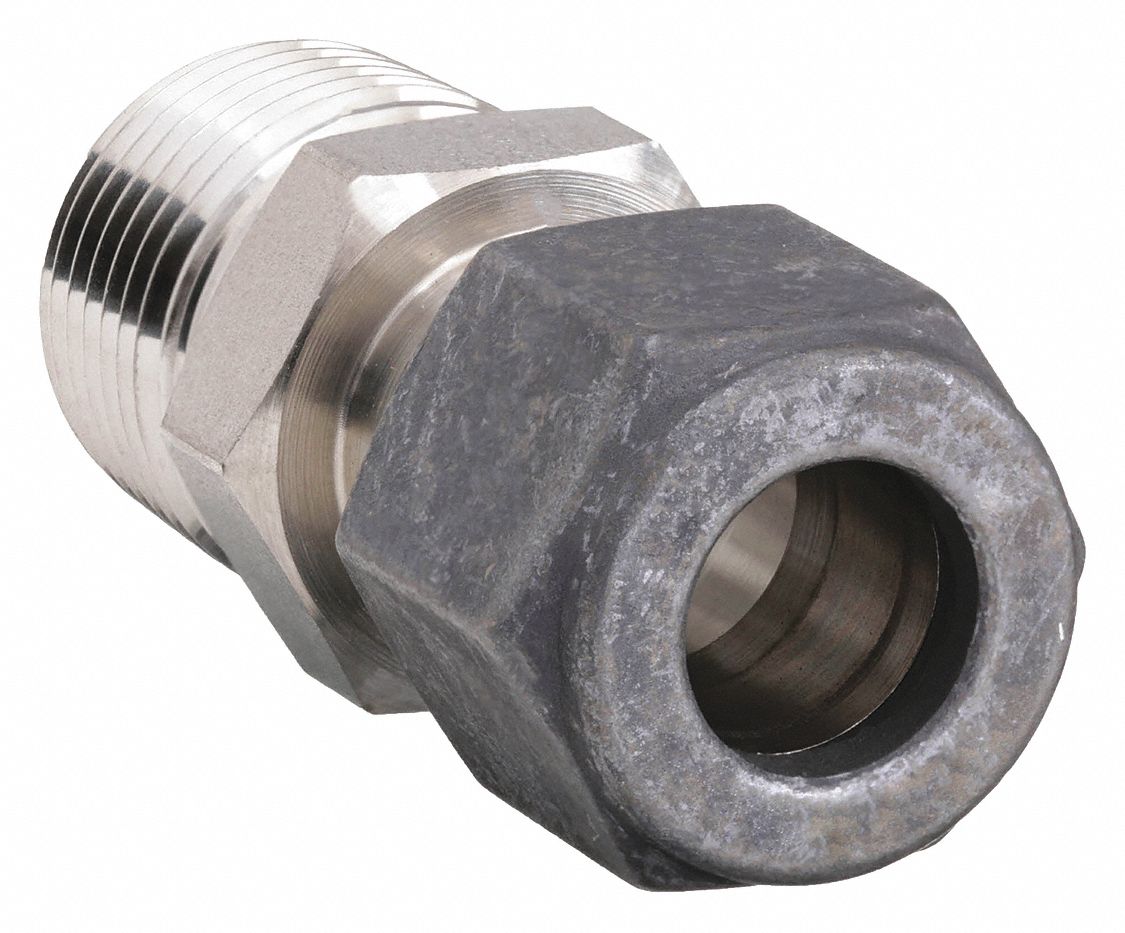 PARKER, 1/8 in OD 1/8 in Pipe Fitting Size, Compression x MNPT ...