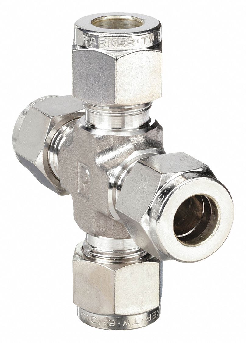 PARKER, 1/2 in OD x 1/2 in OD x 1/2 in OD x 1/2 in OD Fitting Size ...