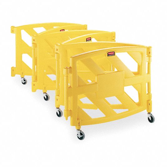RUBBERMAID COMMERCIAL PRODUCTS Mobile Safety Barrier, yellow, 24 ft ...