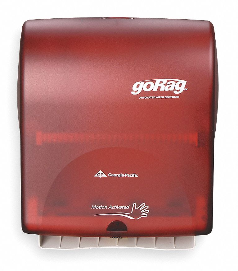 Automated Roll Wiper Dispenser, Red/White - Grainger