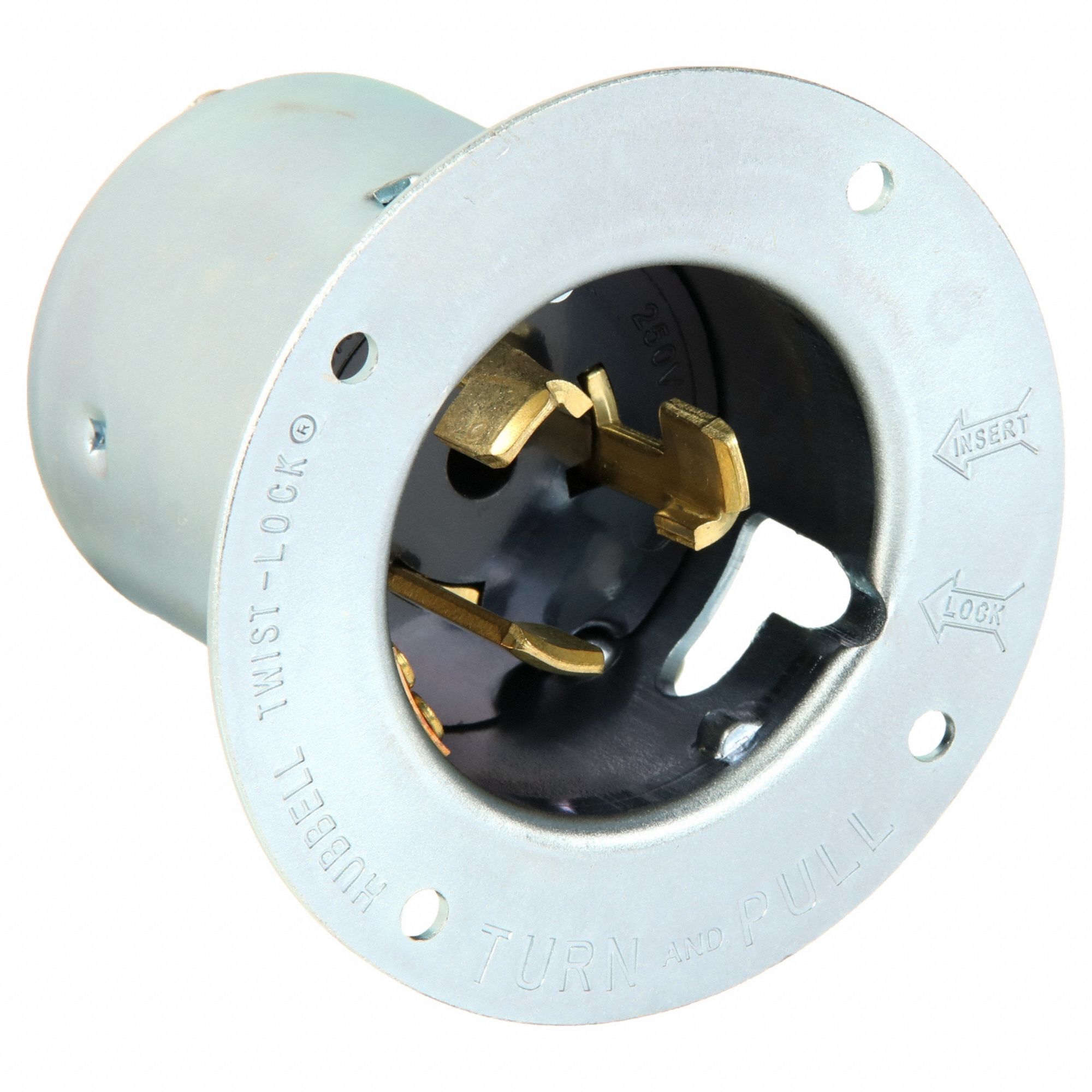 Non-NEMA, 50 A, Flanged Locking Inlet - 4D208|CS8375 - Grainger