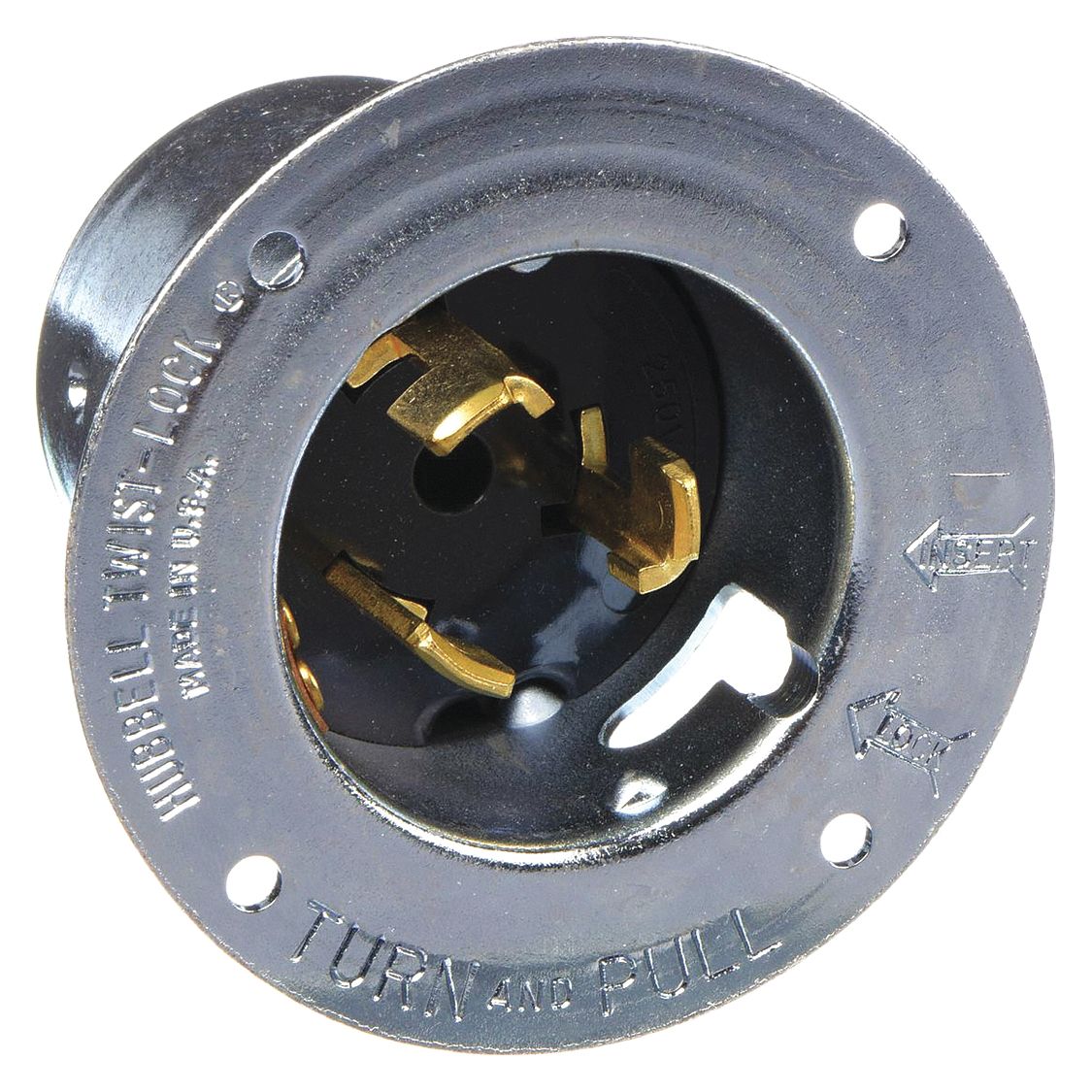 Non-NEMA, 50 A, Flanged Locking Inlet - 4D208|CS8375 - Grainger