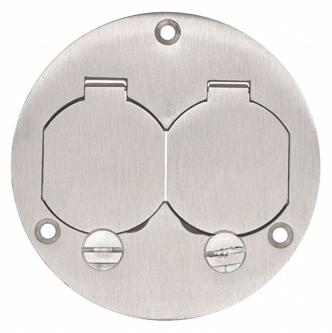 HUBBELL WIRING DEVICE-KELLEMS, Round, Silver, Floor Box Cover - 4D541 ...