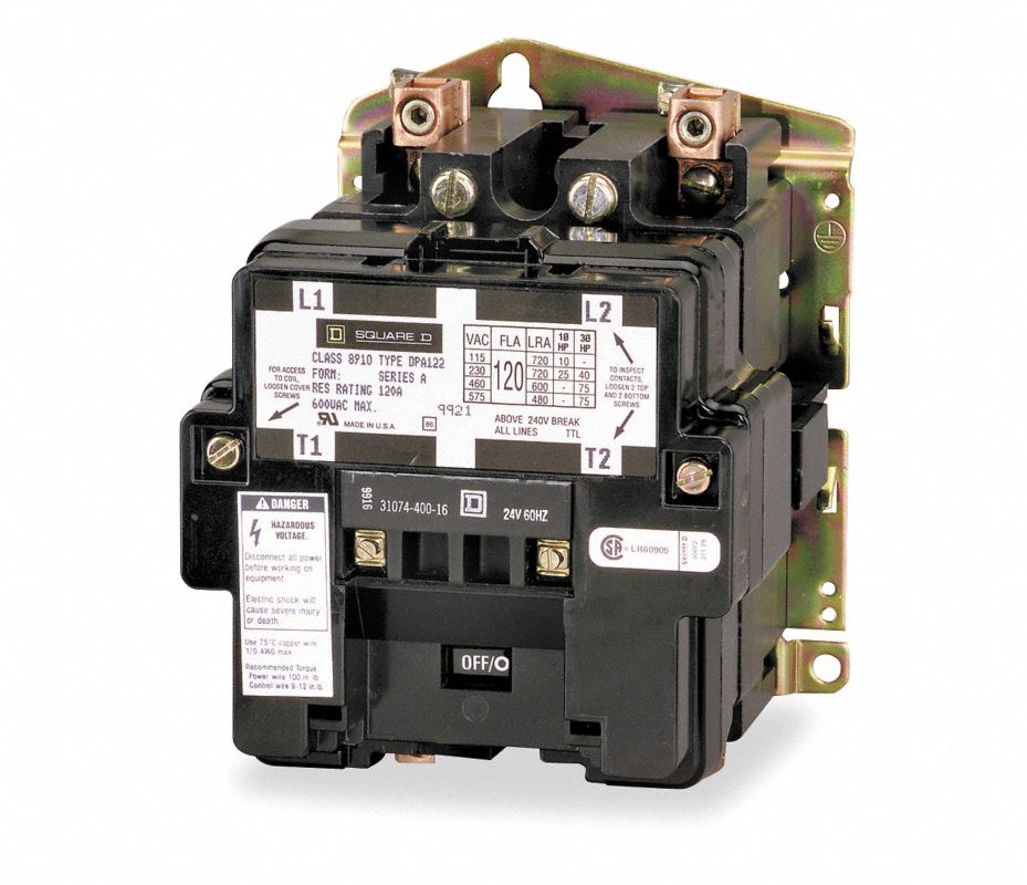 SQUARE D Contactor, 24VCA, Número de Polos 2, Reversible: No, Amperaje ...