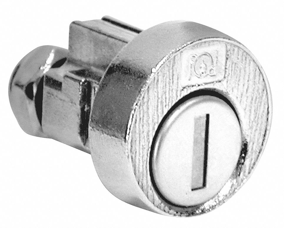 Standard Keyed Cam Lock, Bright Nickel - Grainger