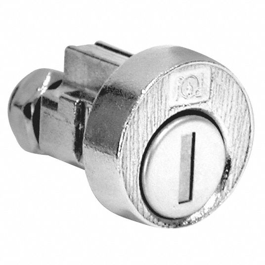 Standard Keyed Cam Lock, Bright Nickel - Grainger