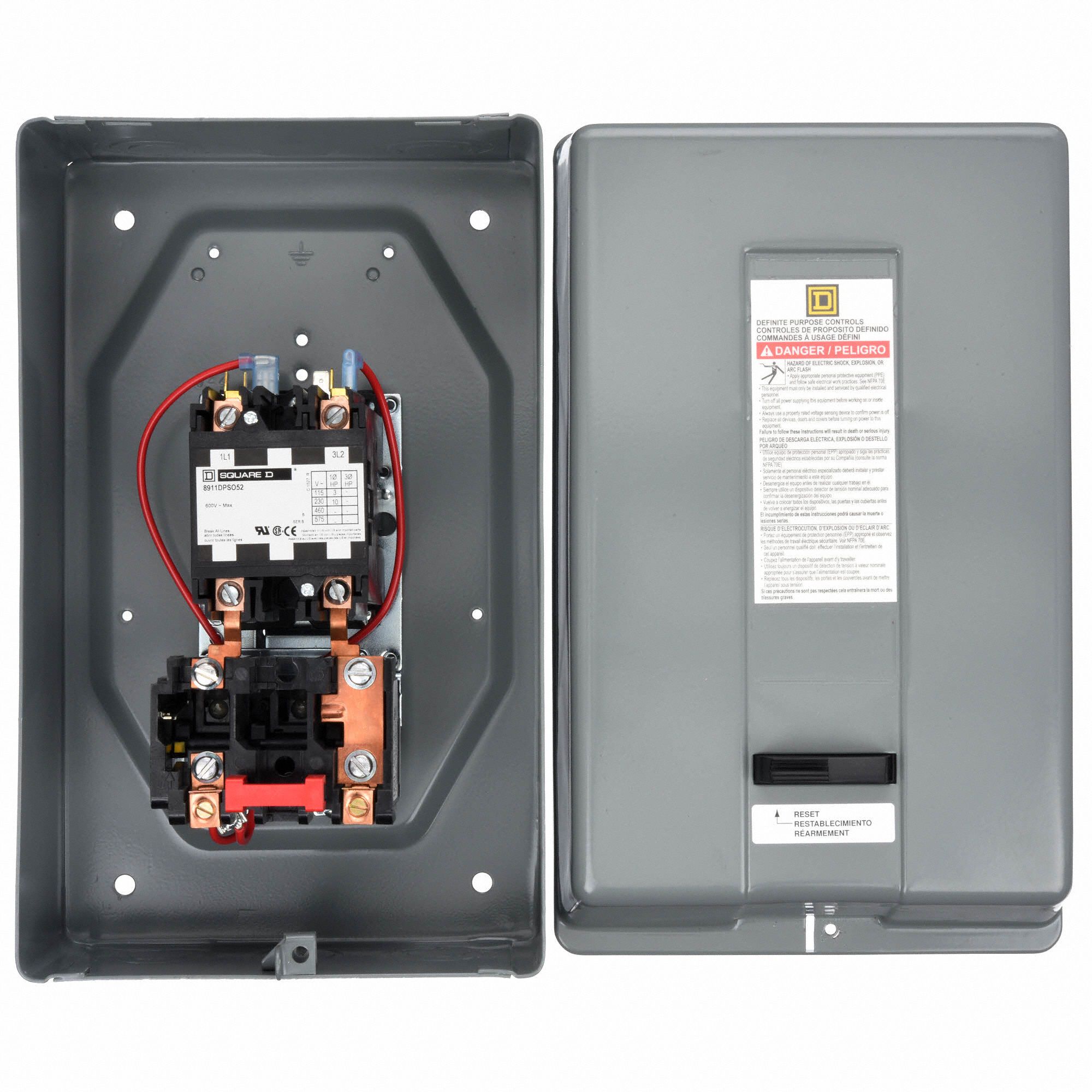 SQUARE D Definite Purpose Magnetic Motor Starter: 50 A Amps AC, 208 to ...