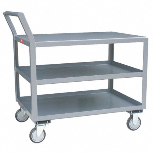 Low-Profile Utility Cart with Lipped & Flush Metal Shelves, Load ...