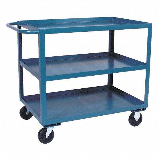JAMCO Utility Cart with Lipped Metal Shelves, Load Capacity 1,200 lb ...
