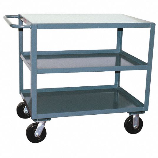 Flat Handle Utility Cart, Load Capacity 2400 lb, Number of Shelves 3 ...